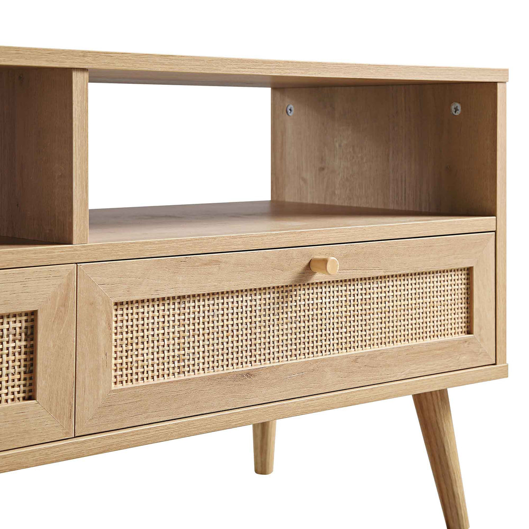 Frances Woven Rattan 160cm 3-Drawer TV Unit, Natural | daals