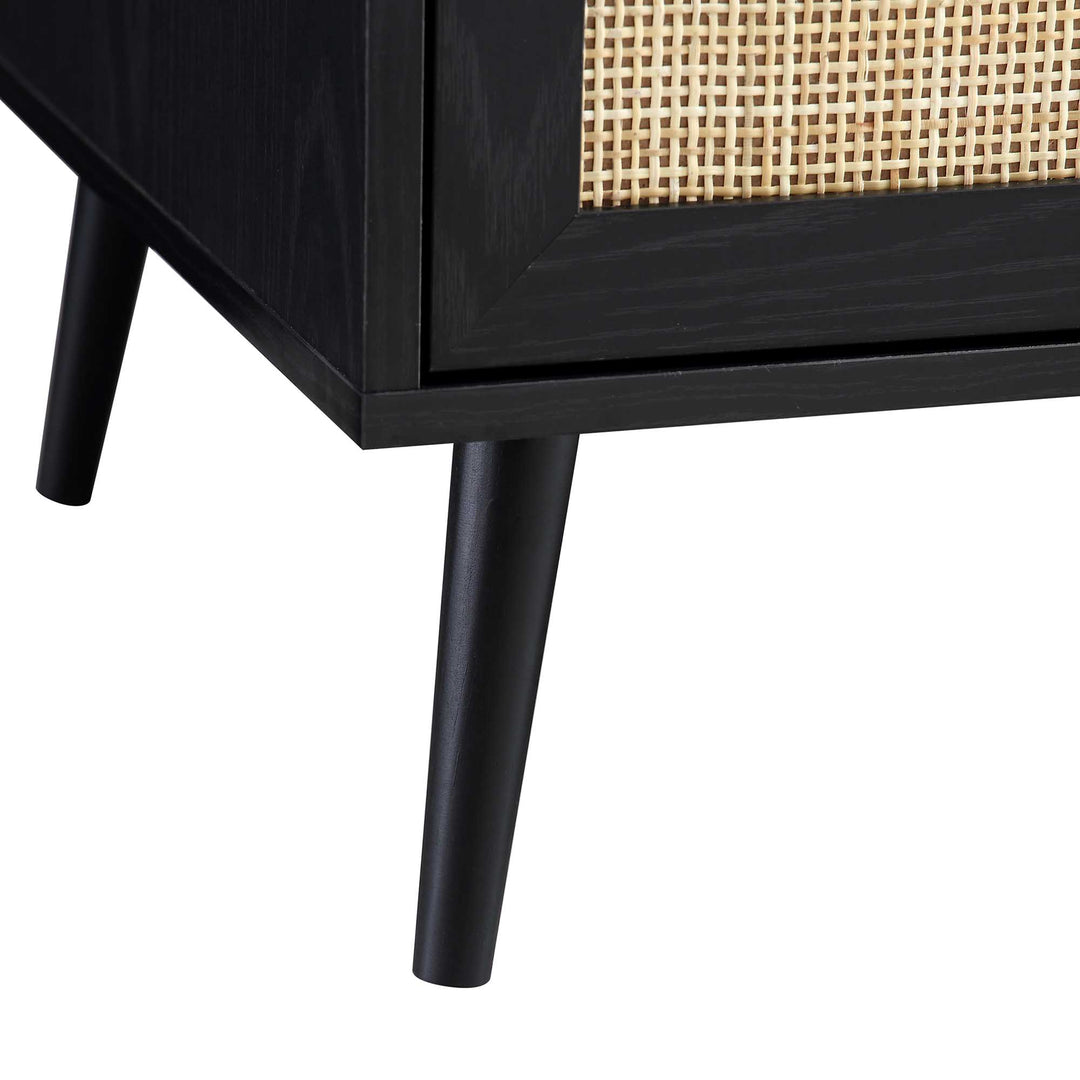 Frances Woven Rattan Compact Double Wardrobe, Black | daals