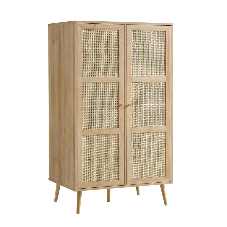 Frances Woven Rattan Compact Double Wardrobe, Natural | daals