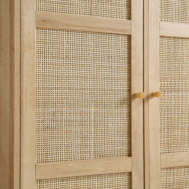 Frances Woven Rattan Compact Double Wardrobe, Natural | daals