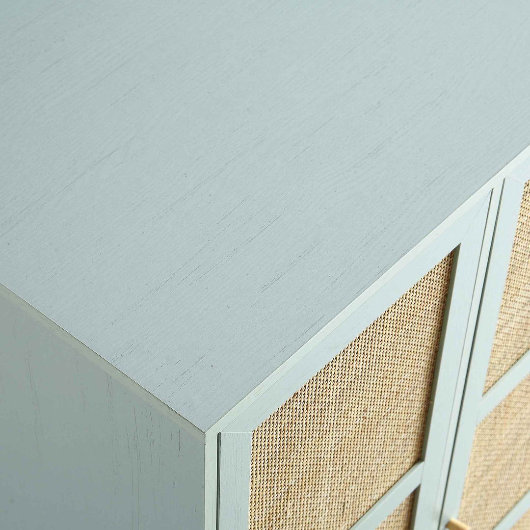 Frances Woven Rattan Compact Double Wardrobe, Mint Green | daals