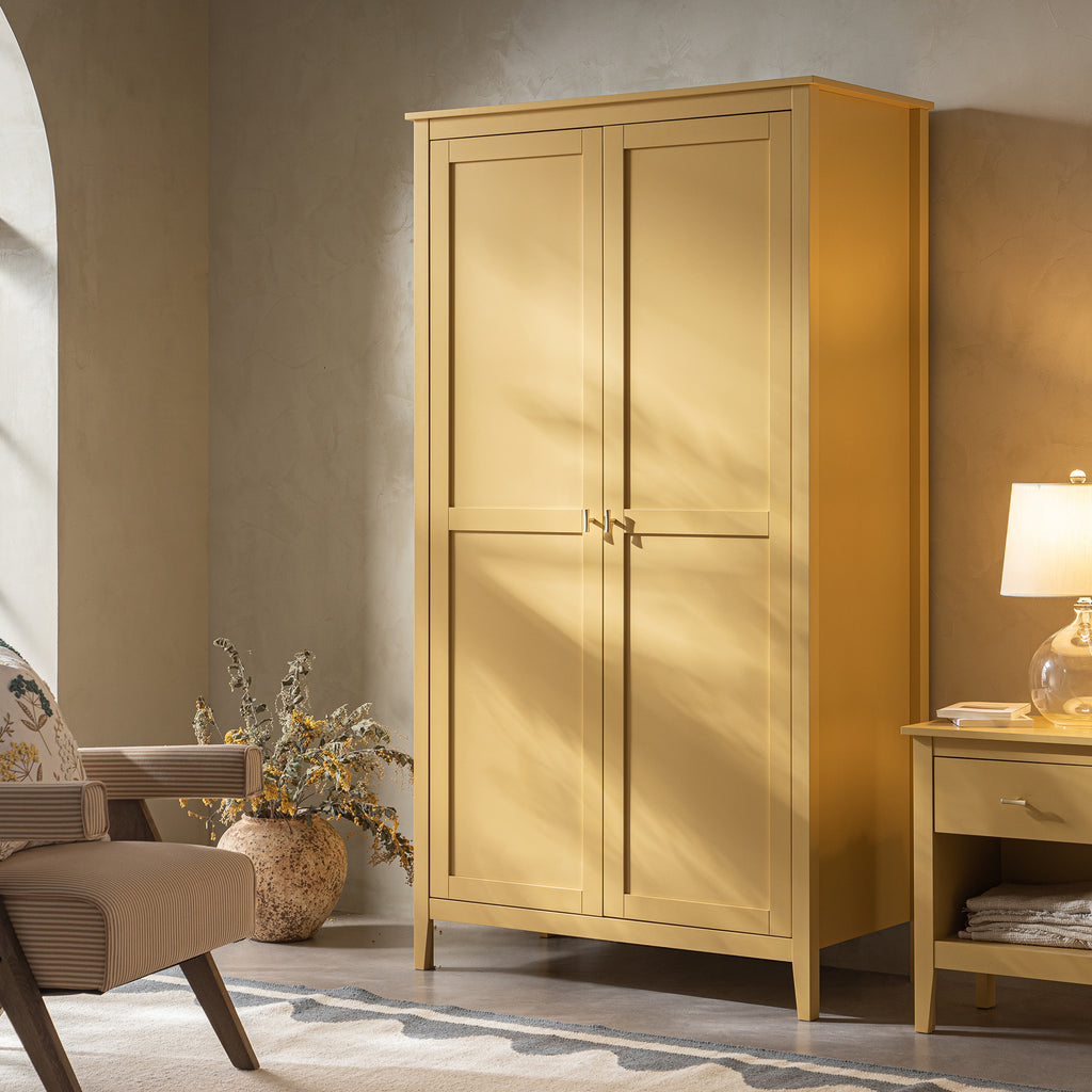 Oakham Double Wardrobe, Rattan Yellow | daals