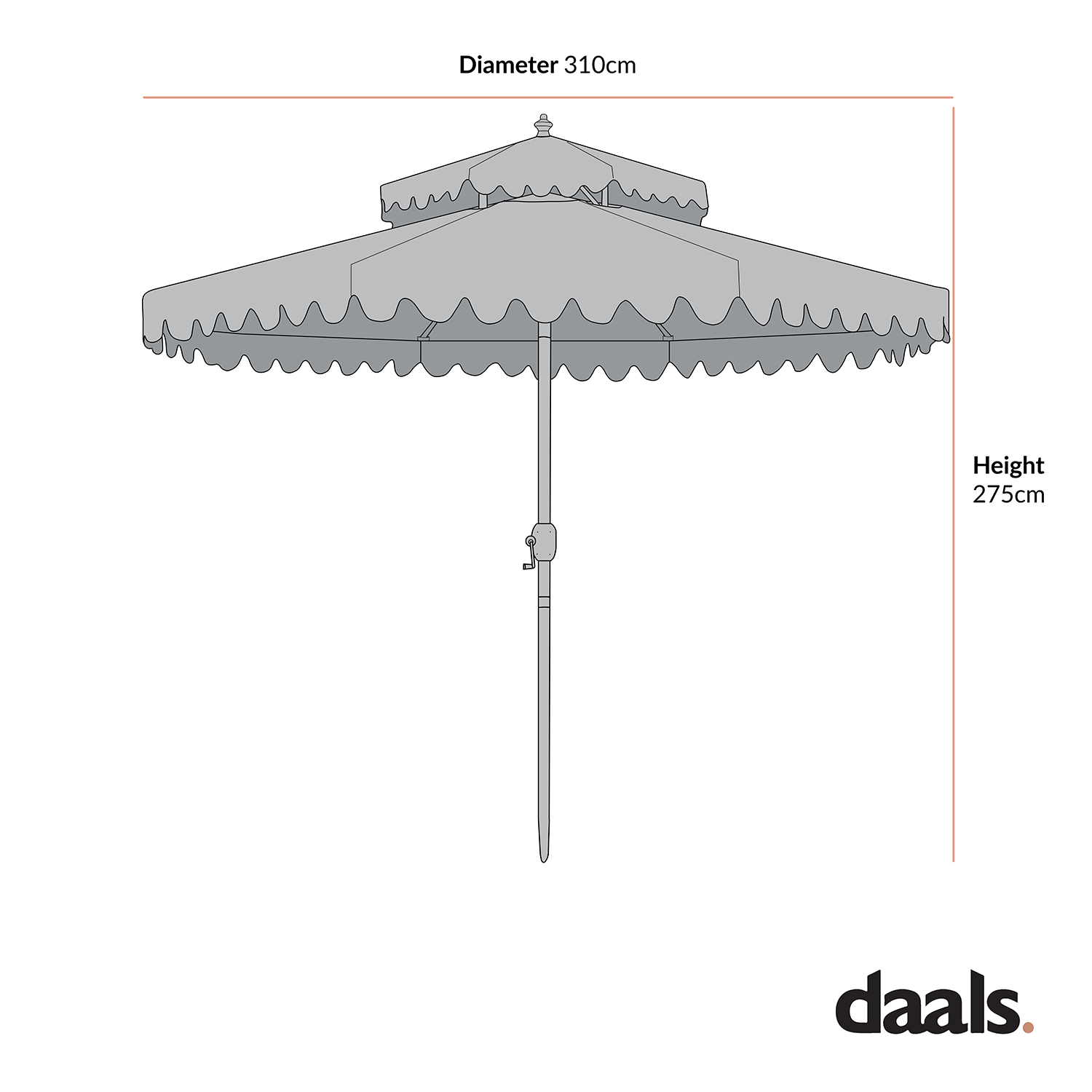 Fabienne Pink and White Striped 3M Double Top Crank and Tilt Parasol ...