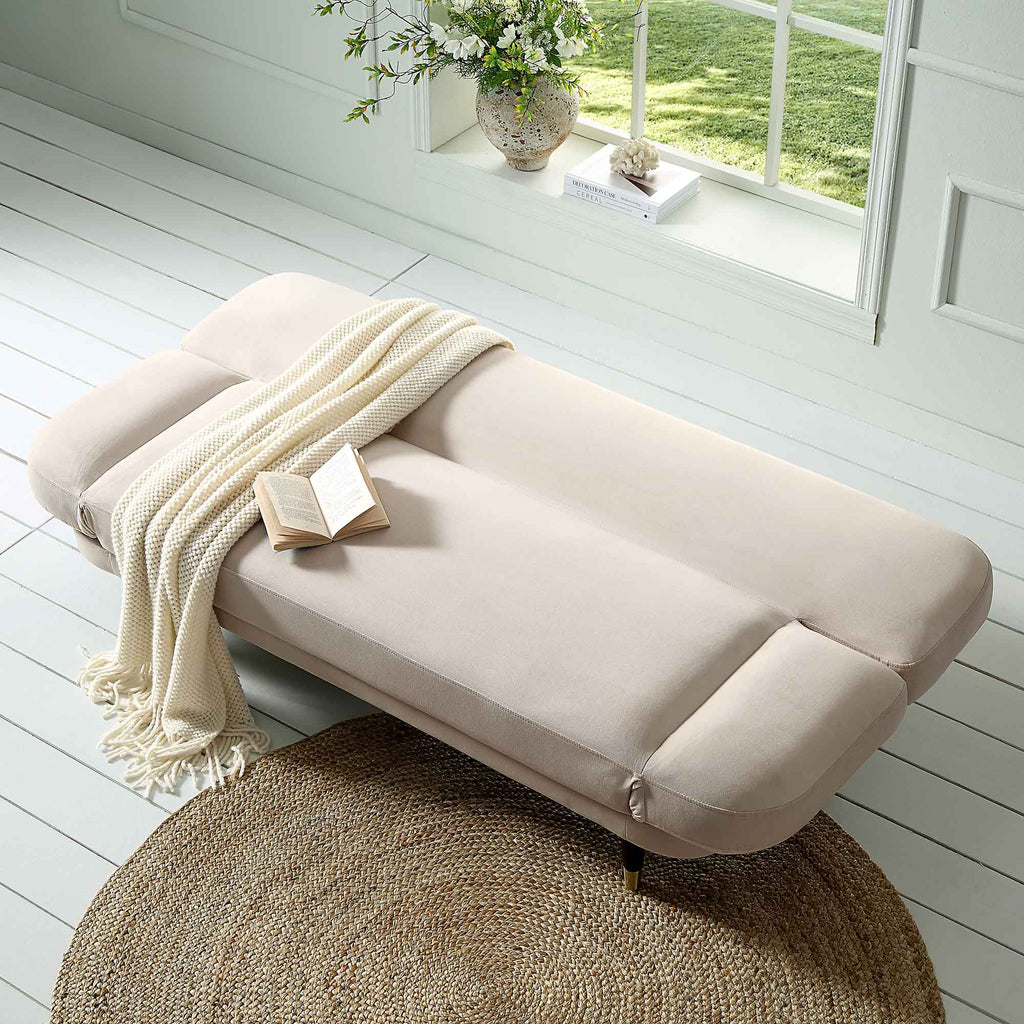 Solna 2-Seater Sofa Bed, Champagne Velvet | daals