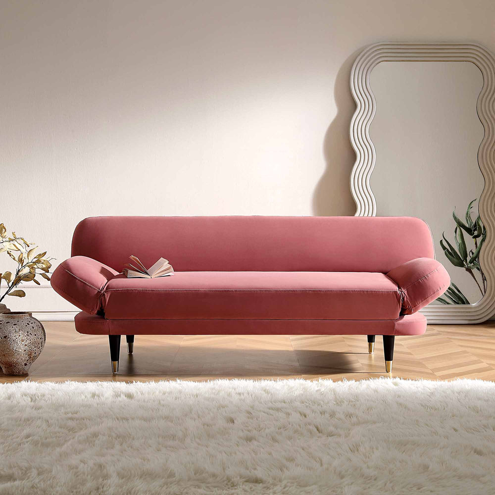 Solna 2-Seater Sofa Bed, Dusty Rose Velvet | daals