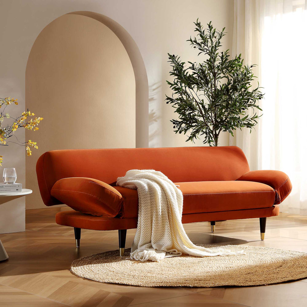 Solna 2-Seater Sofa Bed, Rust Velvet | daals
