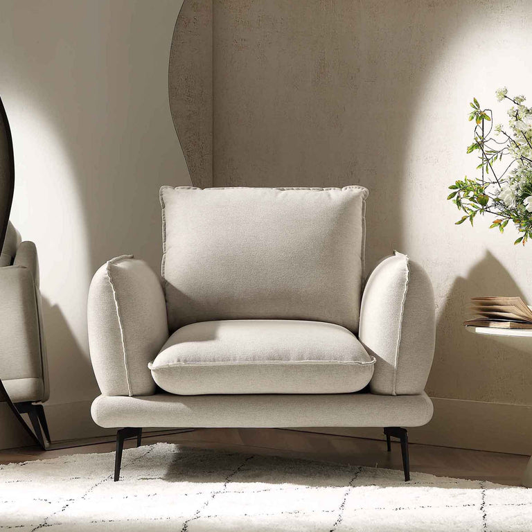 Obriel Oatmeal Fabric Armchair | daals