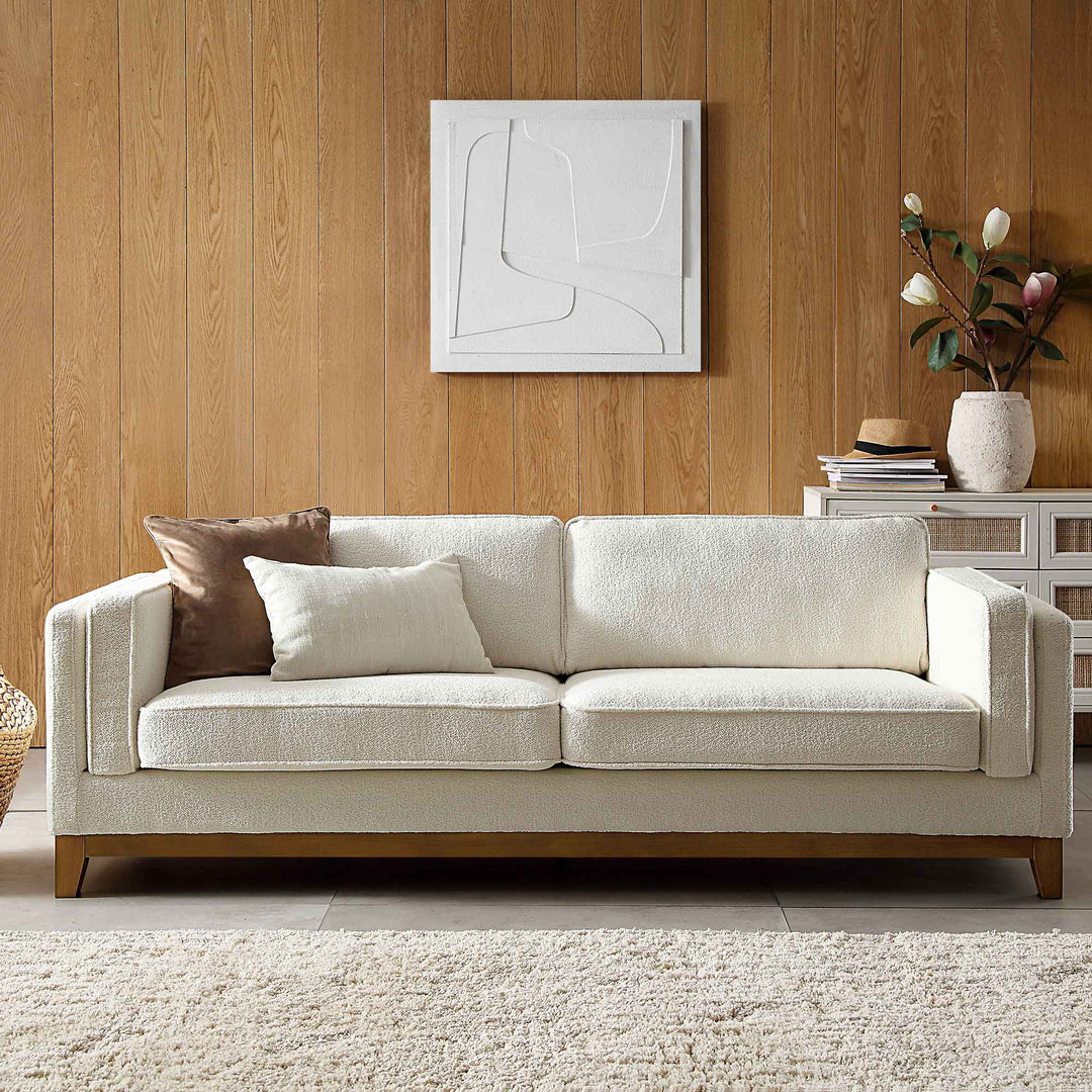 Dipley Beige Boucle Fabric Sofa, 3-Seater | daals
