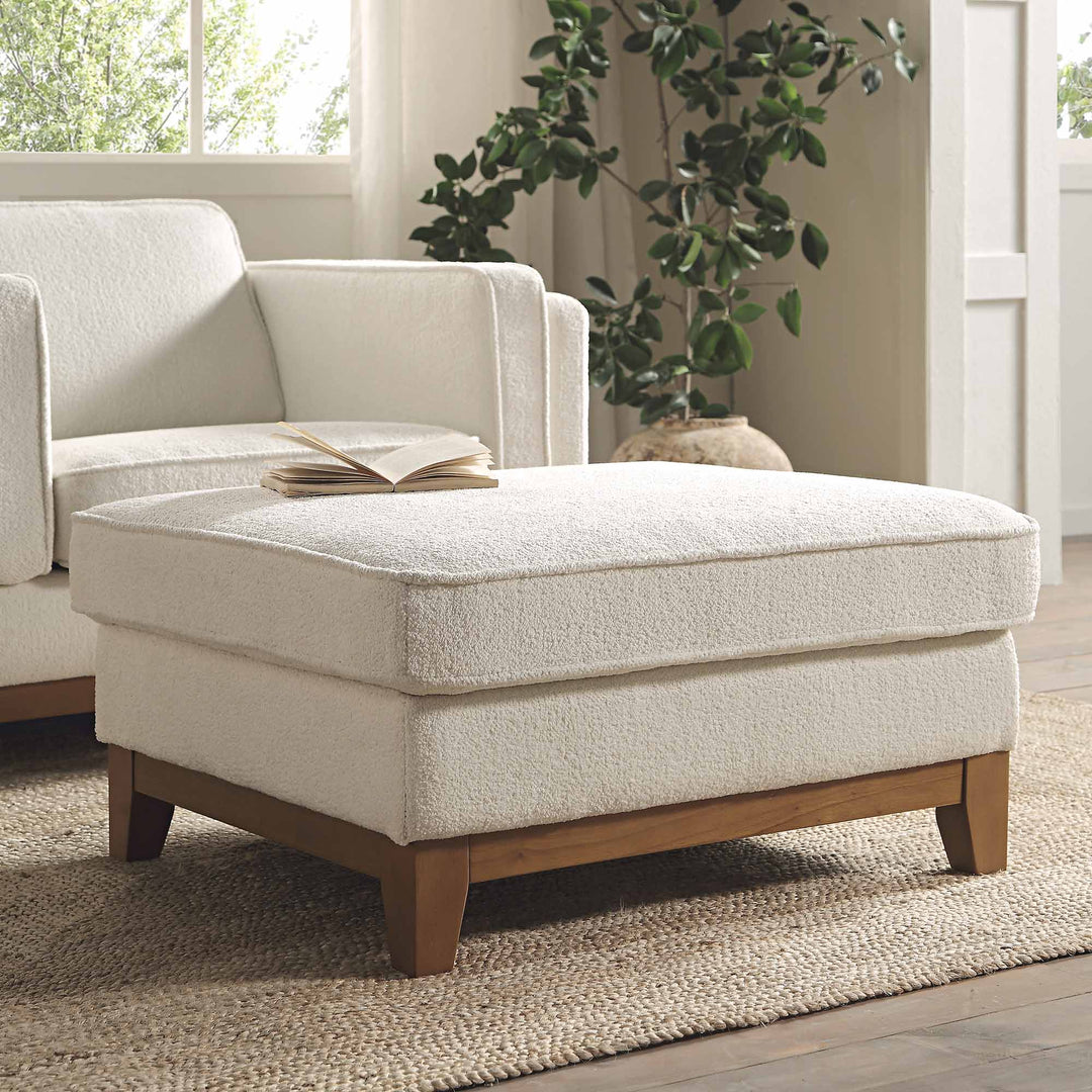 Dipley Beige Boucle Fabric Storage Footstool | daals