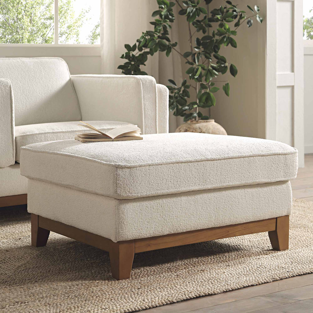 Dipley Beige Boucle Fabric Storage Footstool | daals