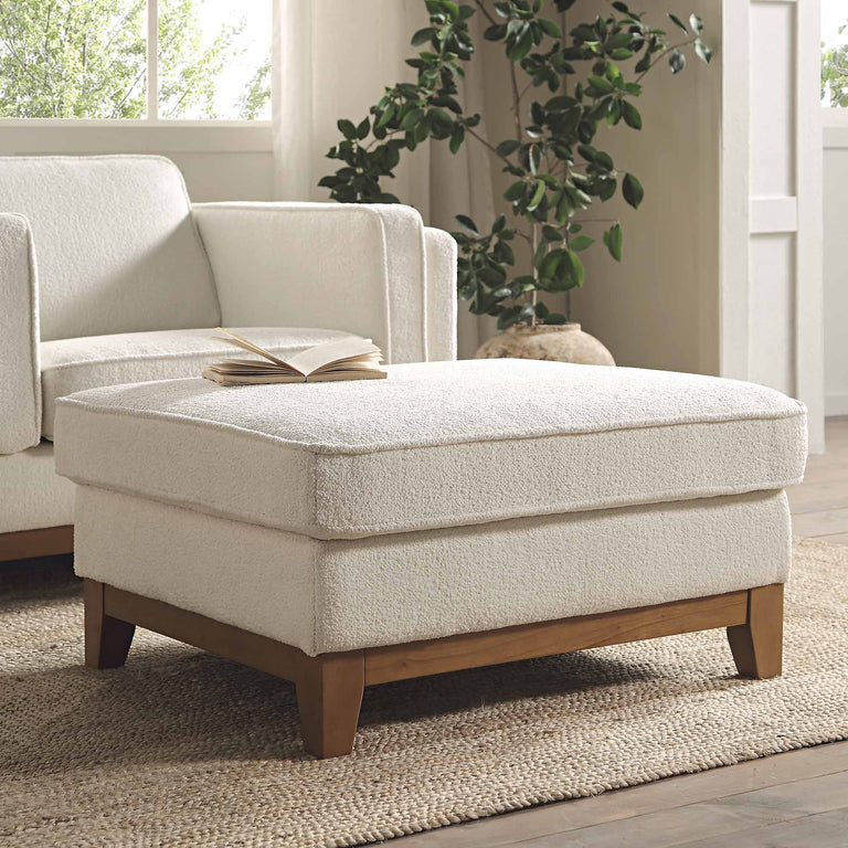 Dipley Beige Boucle Fabric Storage Footstool | daals