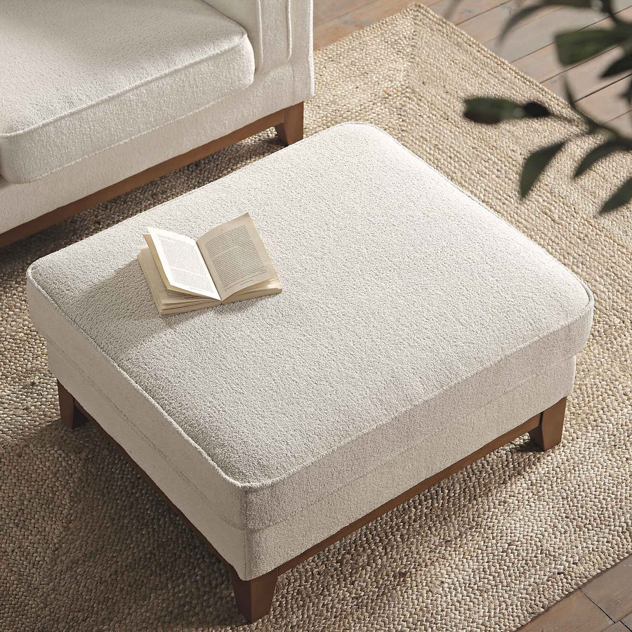 Dipley Beige Boucle Fabric Storage Footstool | daals