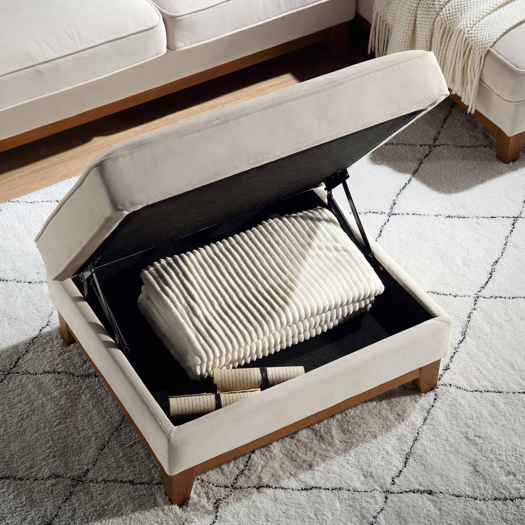 Dipley Champagne Velvet Storage Footstool | daals