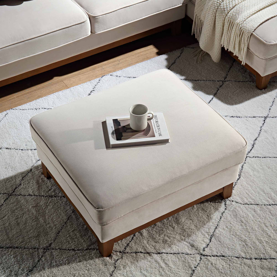 Dipley Champagne Velvet Storage Footstool | daals