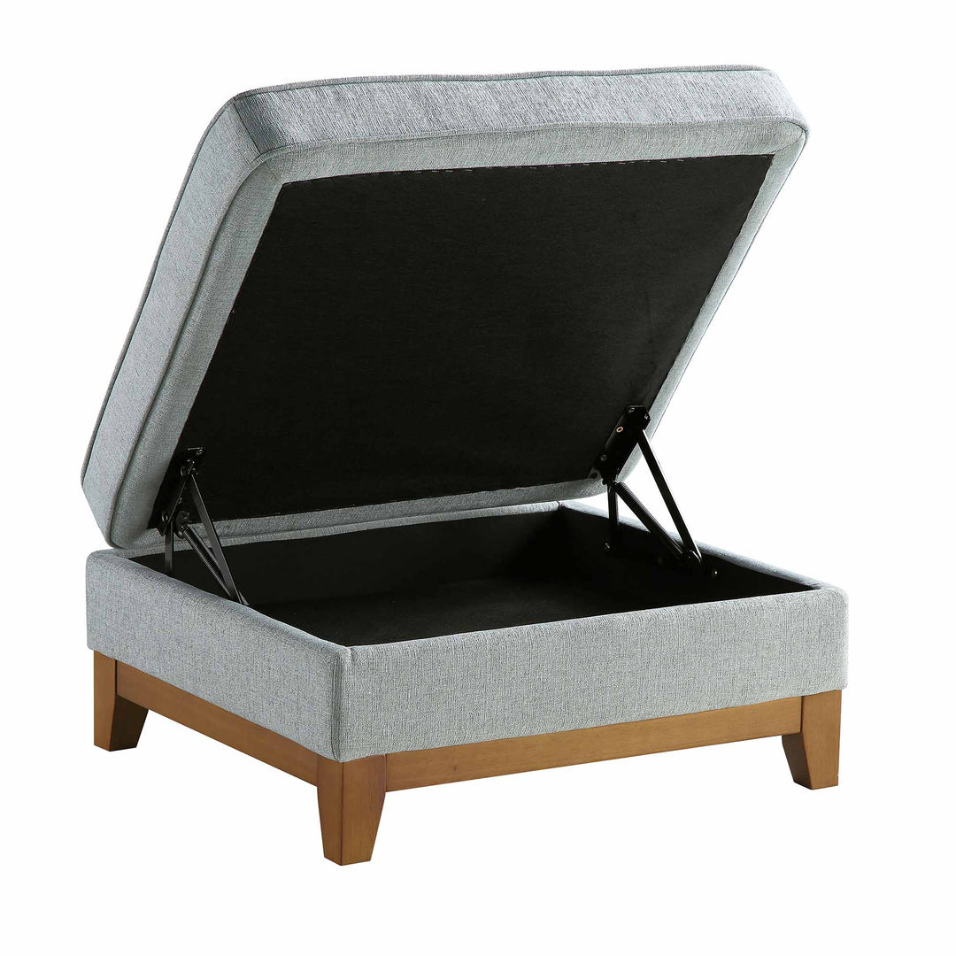 Dipley Sage Woven Fabric Storage Footstool | daals