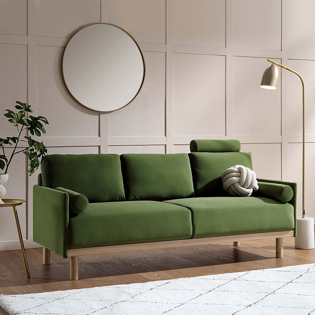 Timber Fern Green Velvet Sofa, 3-Seater | daals