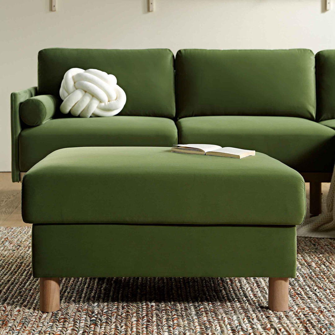 Timber Fern Green Velvet Storage Ottoman | daals