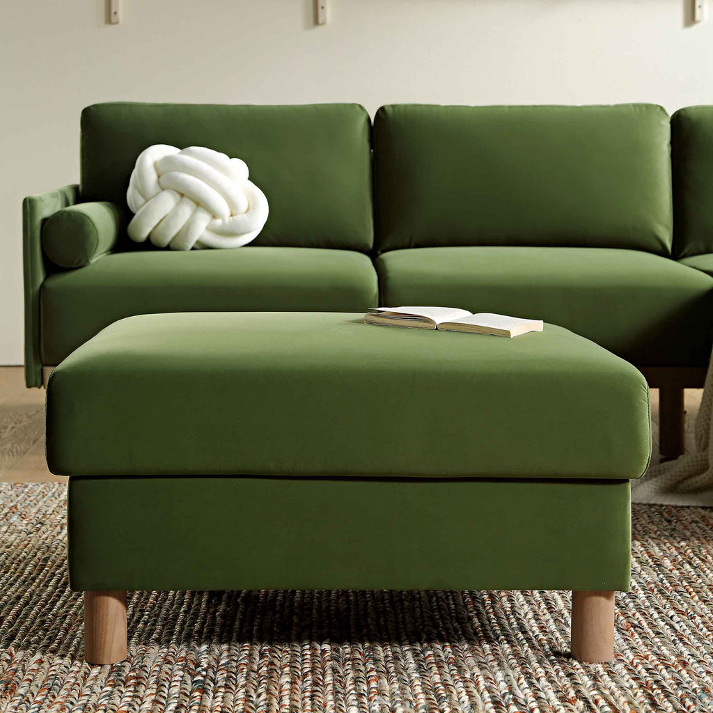 Timber Fern Green Velvet Storage Ottoman | daals