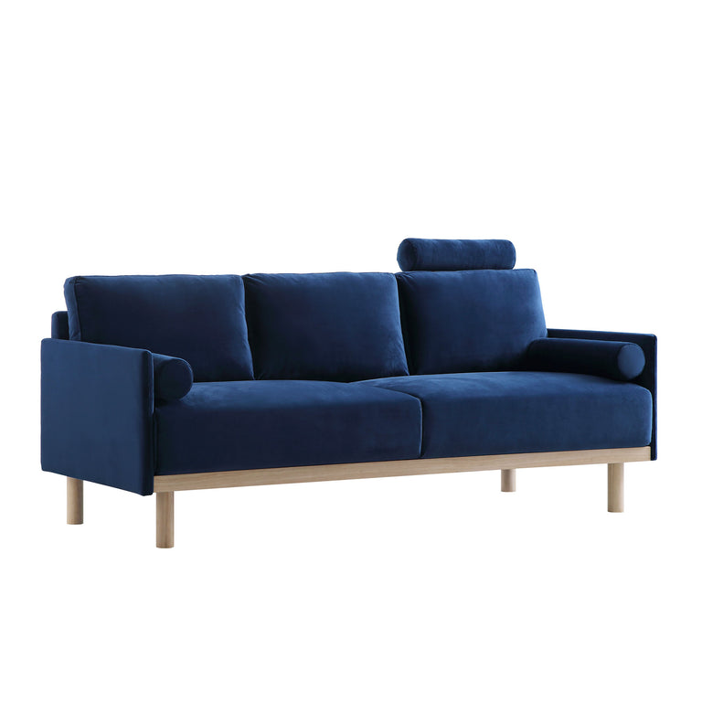 Timber Navy Blue Velvet Sofa, 3-Seater | daals
