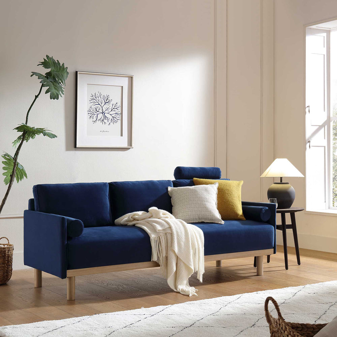 Timber Navy Blue Velvet Sofa, 3-Seater | daals