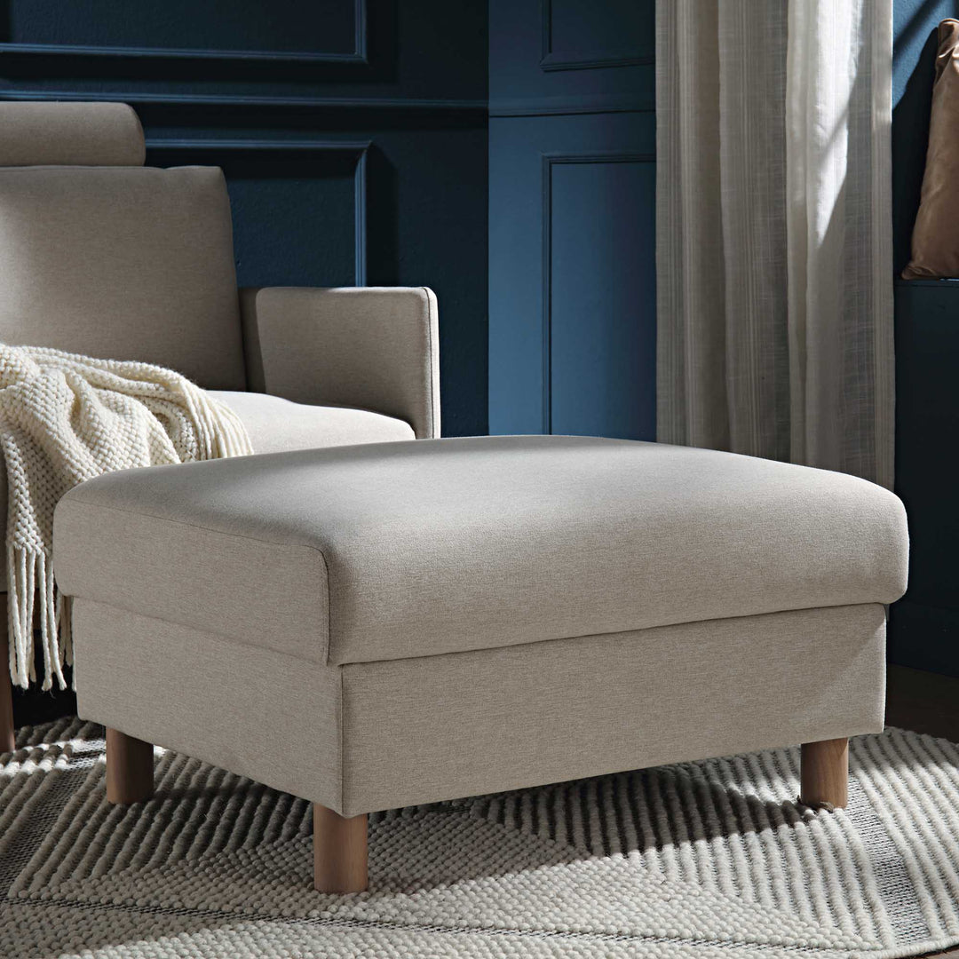 Timber Oatmeal Fabric Storage Ottoman | daals