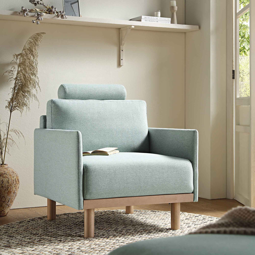 Timber Sage Green Fabric Armchair | daals
