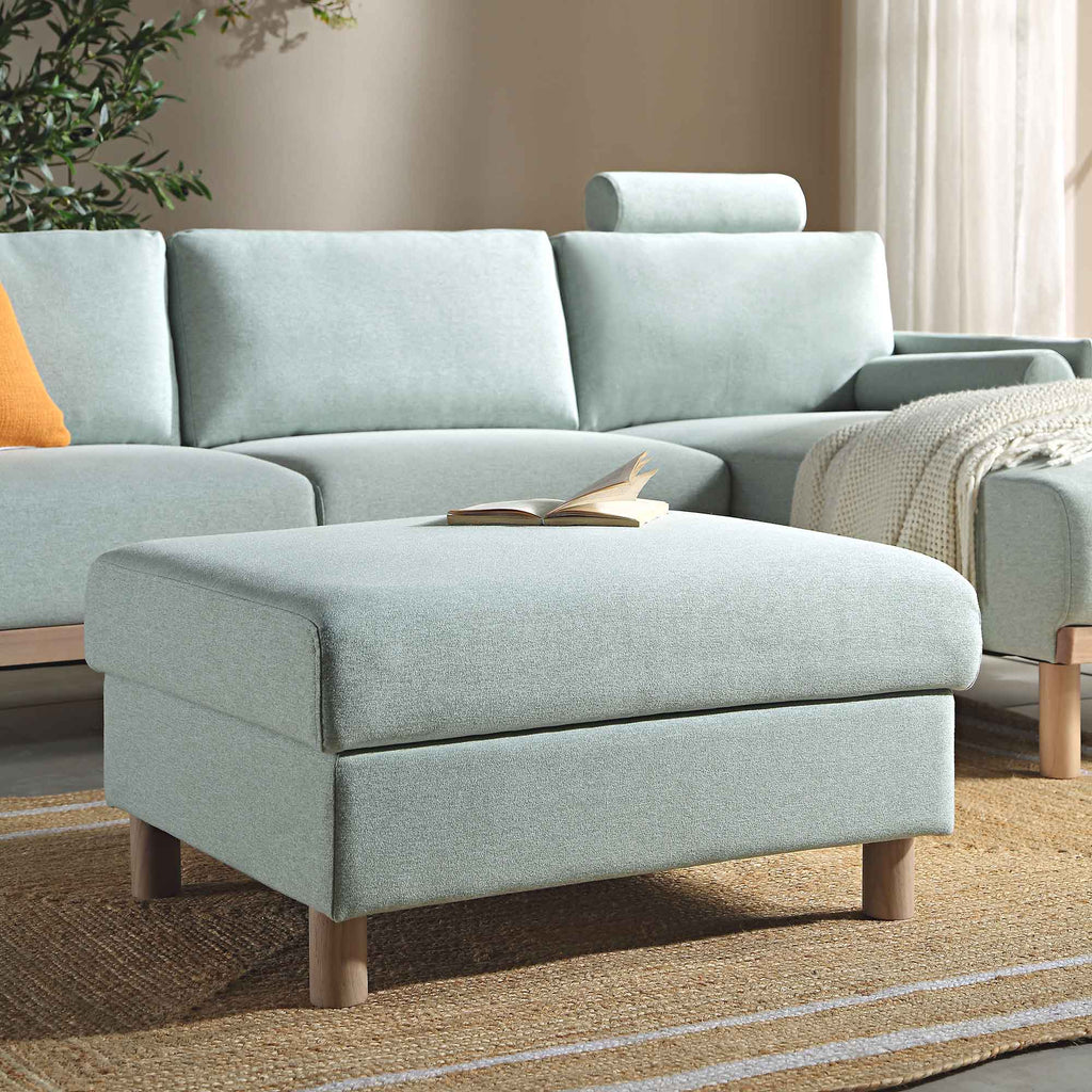 Timber Sage Green Fabric Storage Ottoman | daals
