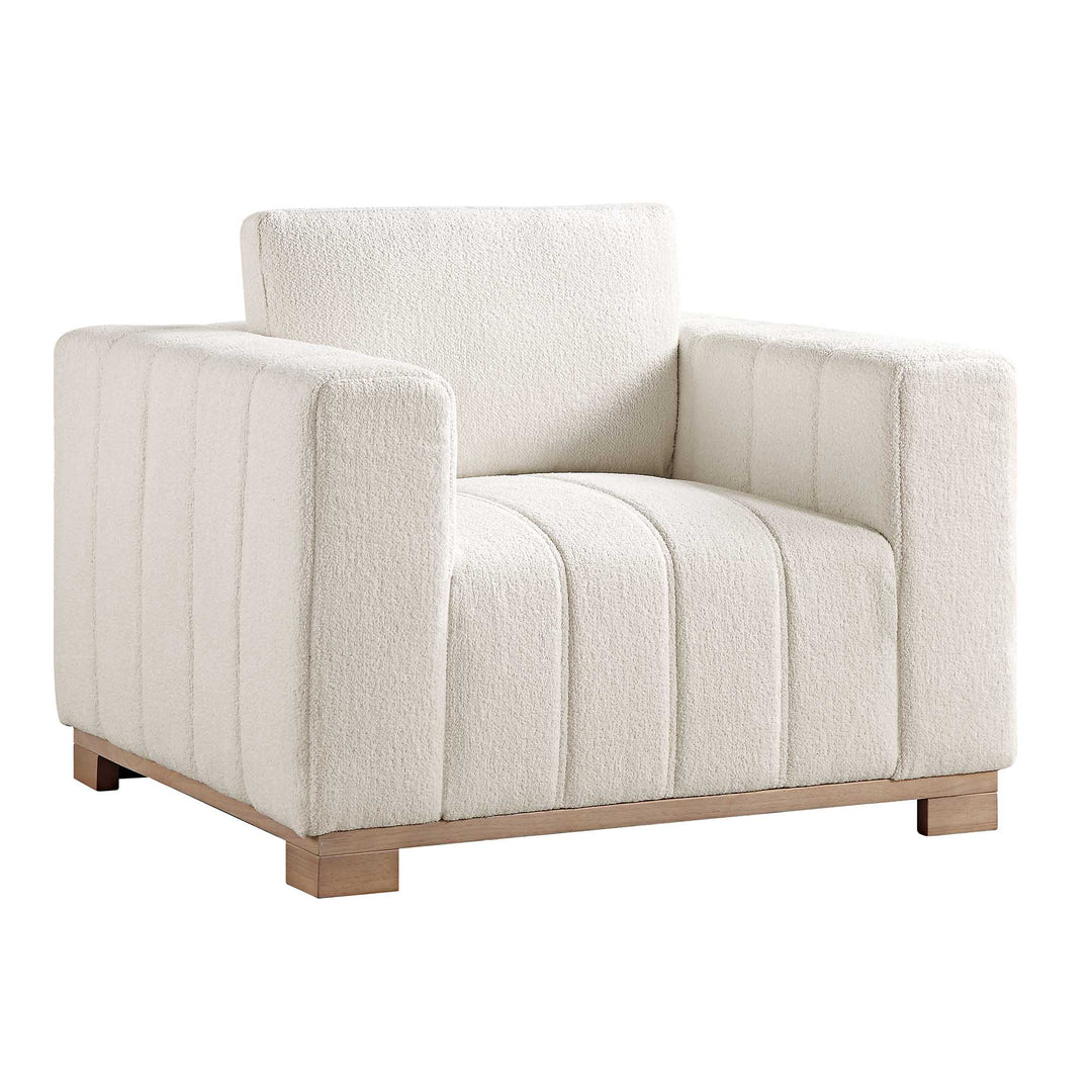 Belsize Beige Boucle Sofa with Wooden Base, 1-Seater | daals