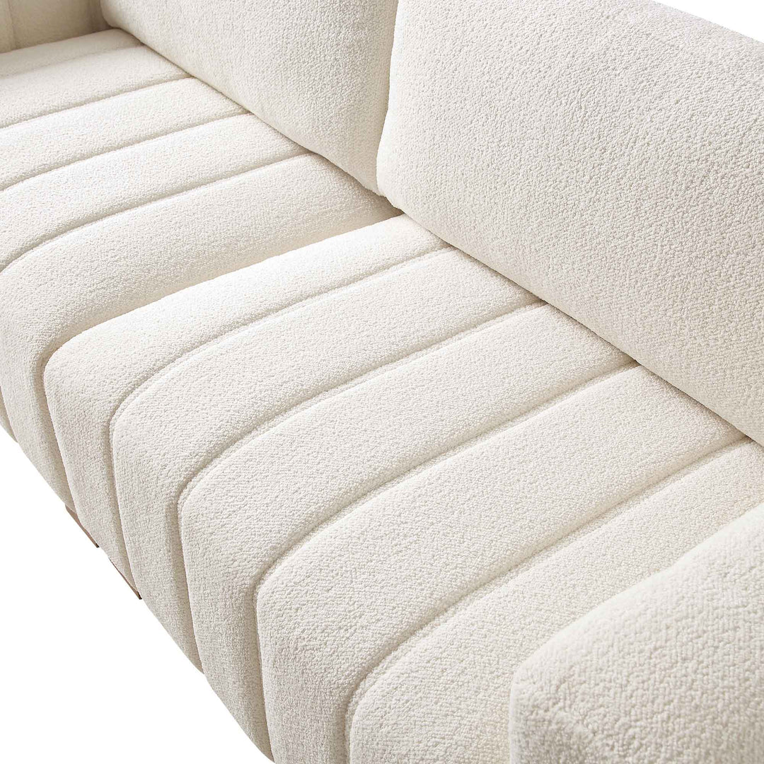 Belsize Beige Boucle Sofa with Wooden Base, 3-Seater | daals