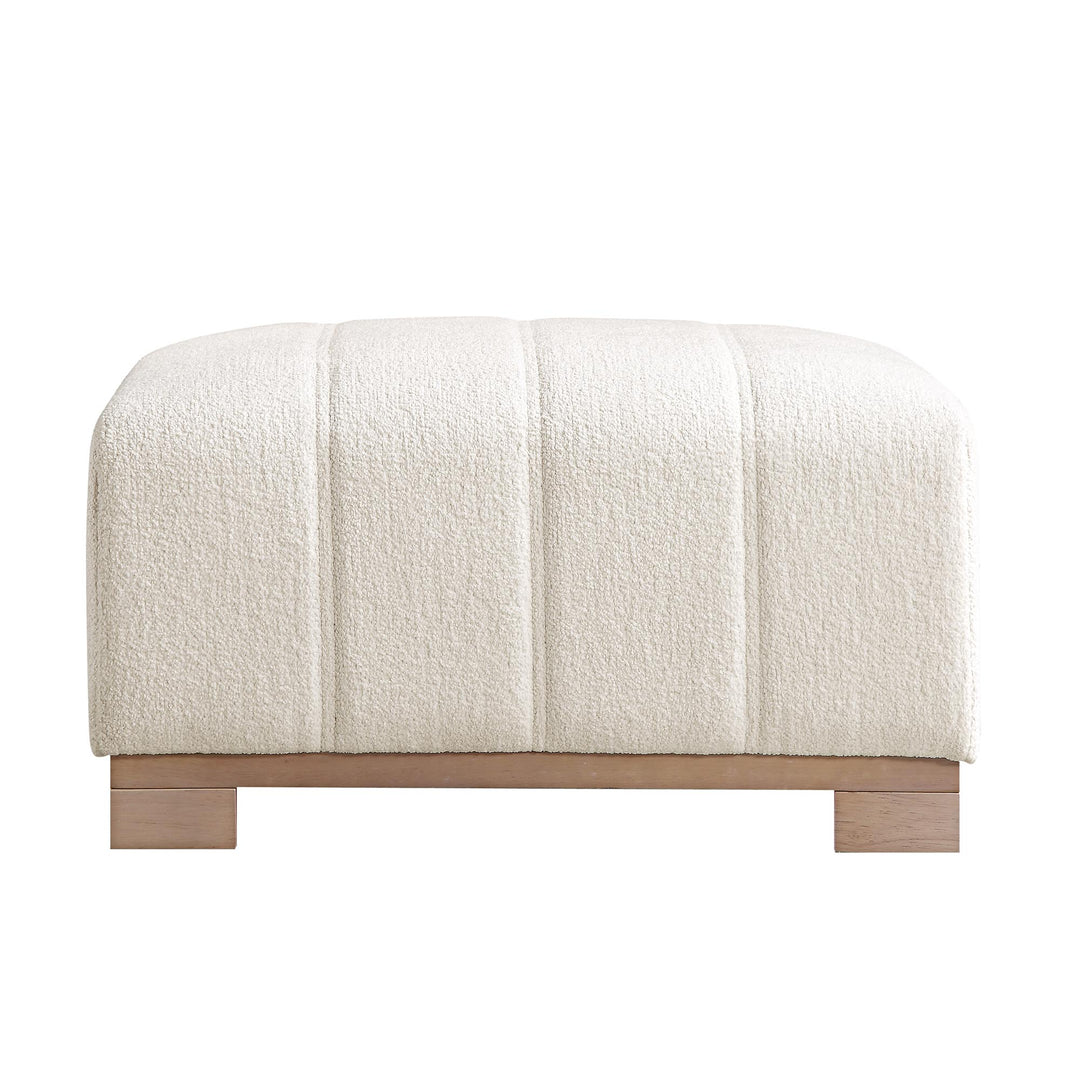 Belsize Beige Boucle Footstool with Wooden Base | daals