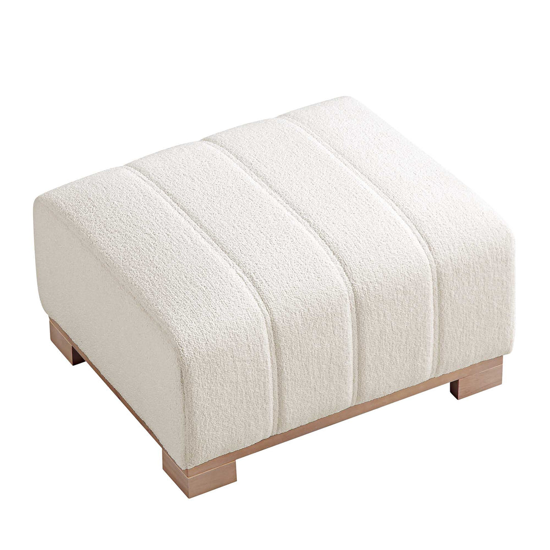 Belsize Beige Boucle Footstool with Wooden Base | daals
