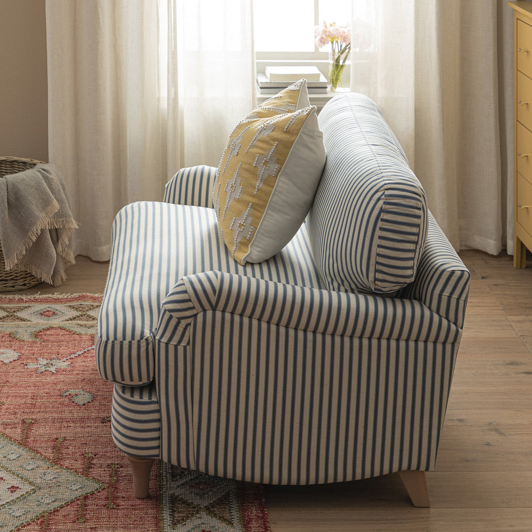 Daphnis Blue Striped Linen Blend Sofa, Loveseat | daals