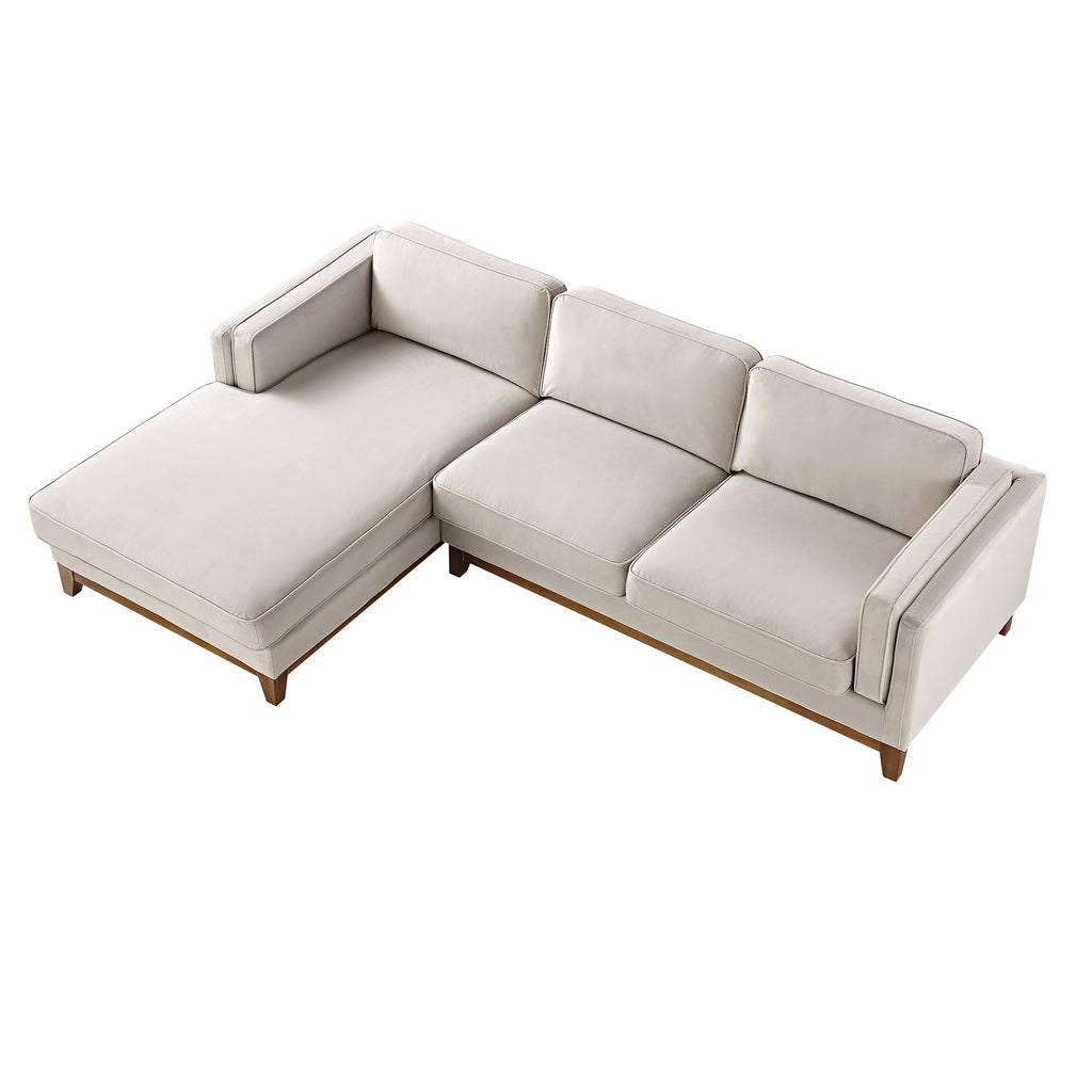 Dipley Champagne Velvet Sofa, Grande Chaise Sofa Left Hand | daals
