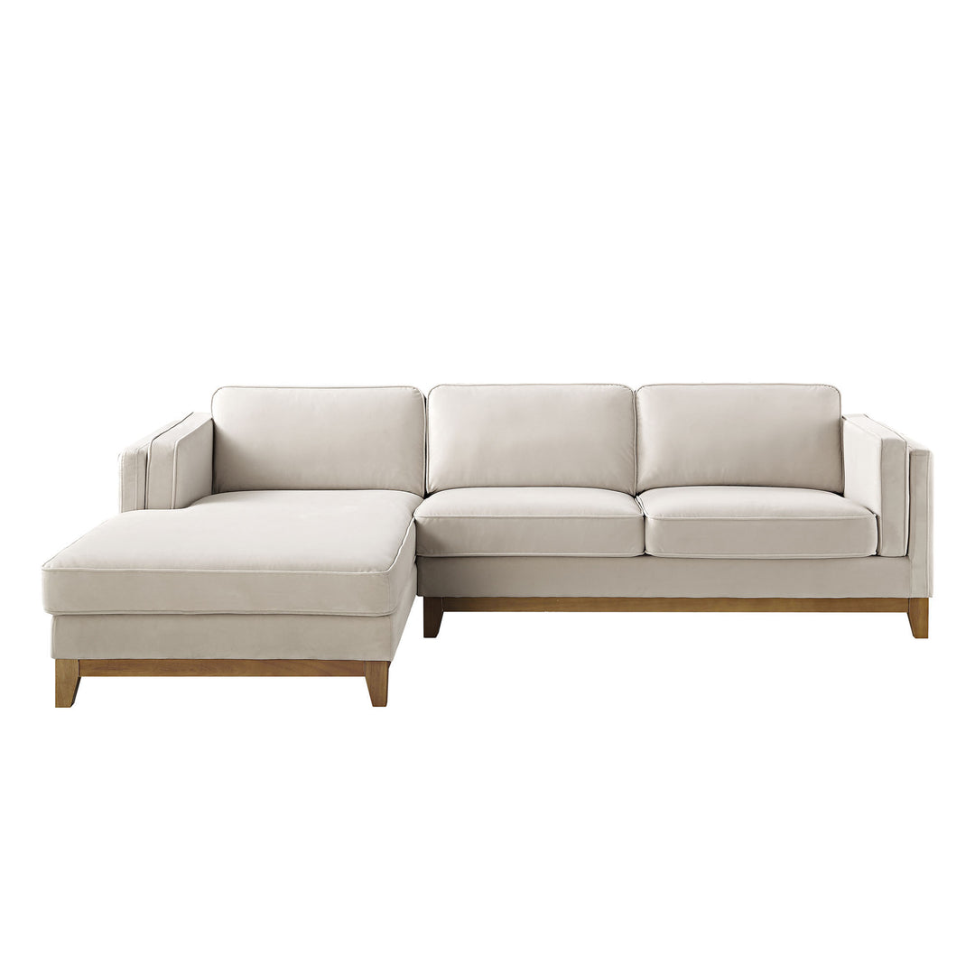 Dipley Champagne Velvet Sofa, Grande Chaise Sofa Left Hand | daals