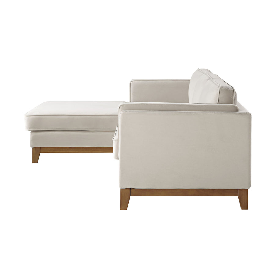 Dipley Champagne Velvet Sofa, Grande Chaise Sofa Left Hand | daals