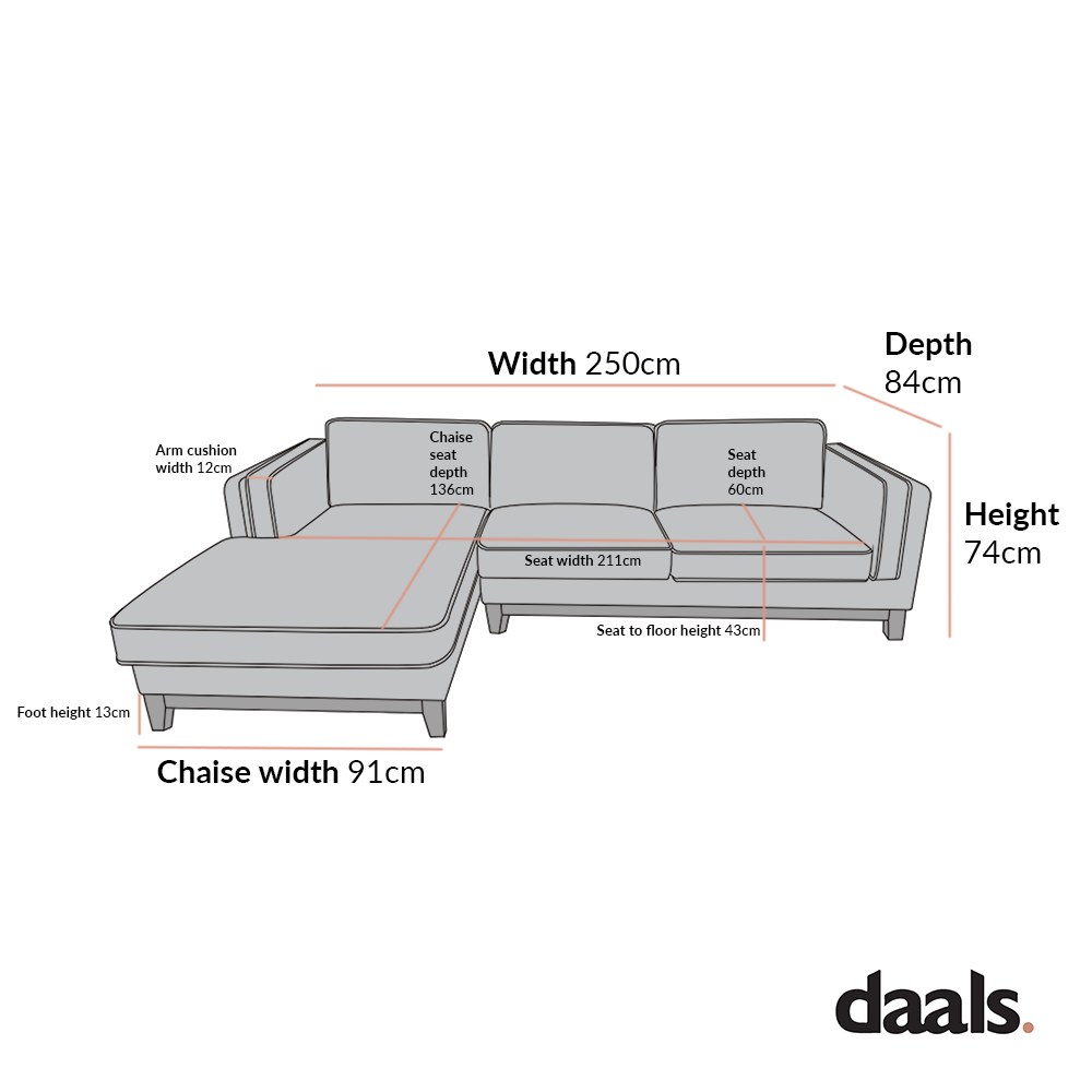 Dipley Beige Boucle Fabric Sofa, Grande Chaise Sofa Left Hand | daals