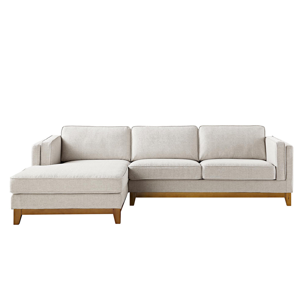 Dipley Oatmeal Woven Fabric Sofa, Grande Chaise Sofa Left Hand | daals