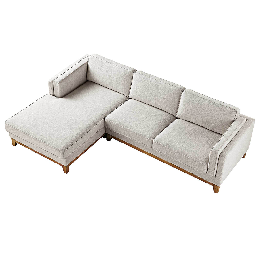Dipley Oatmeal Woven Fabric Sofa, Grande Chaise Sofa Left Hand Facing ...