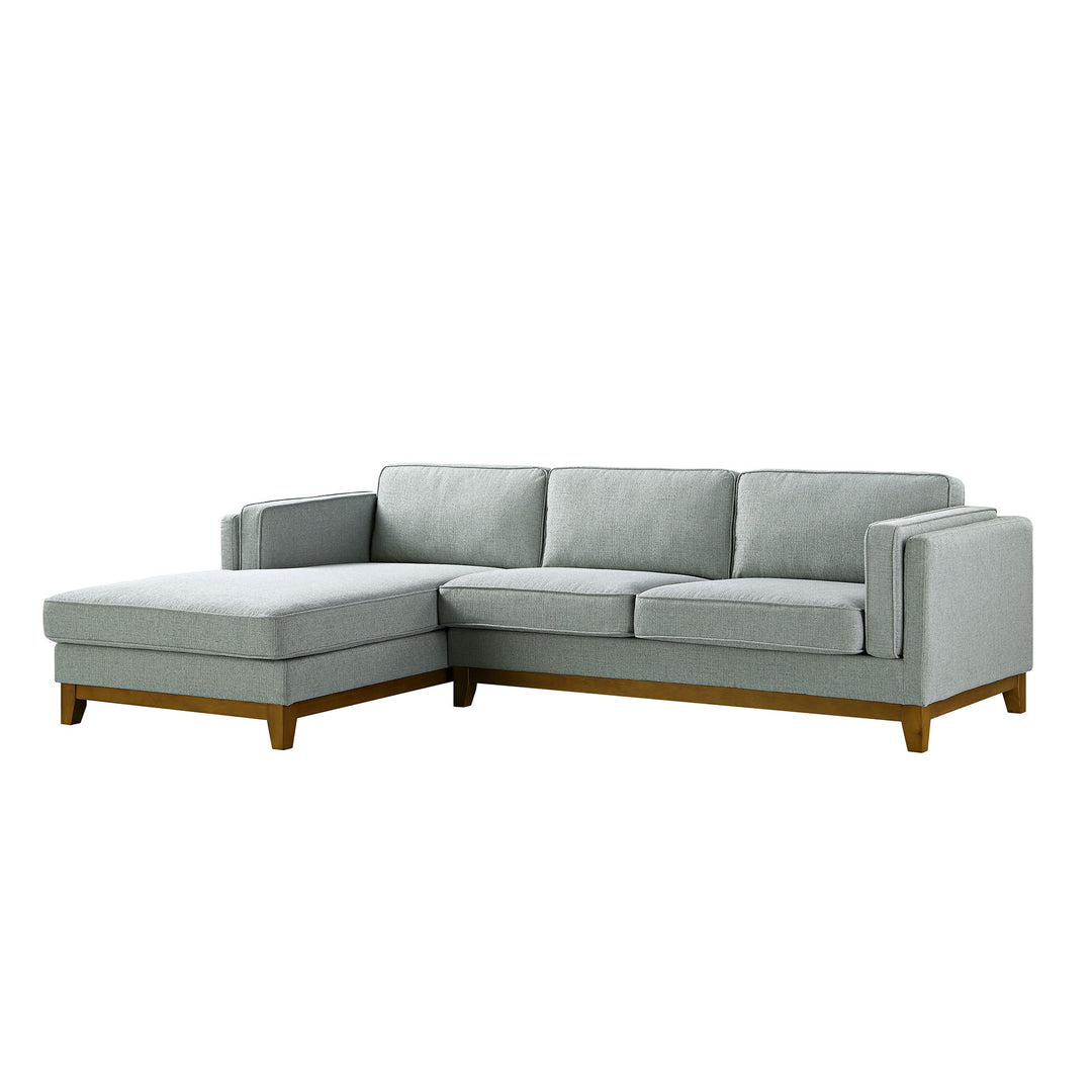 Dipley Sage Woven Fabric Sofa, Grande Chaise Sofa Left Hand | daals