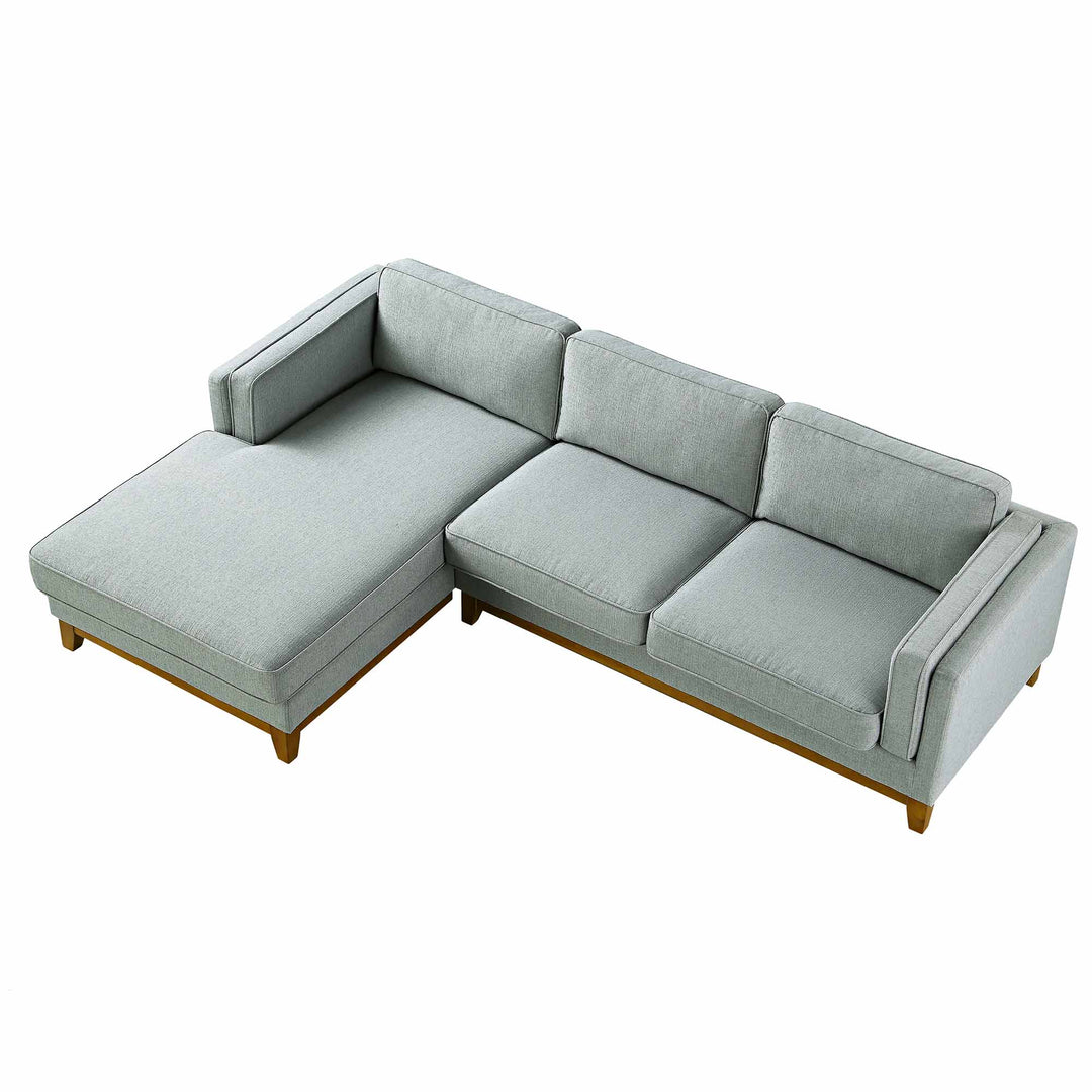 Dipley Sage Woven Fabric Sofa, Grande Chaise Sofa Left Hand | daals