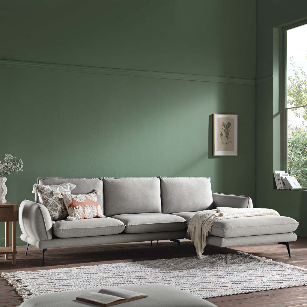 Obriel Grey Marl Fabric Sofa, Grande Chaise Sofa Right Hand | daals