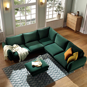 Obriel Forest Green Velvet Grande Corner Sofa | daals