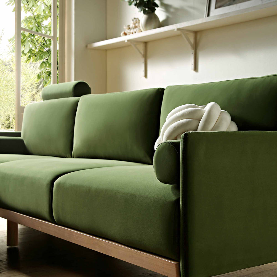 Timber Fern Green Velvet Sofa, Large 3-Seater Chaise Sofa Left Hand Fa ...