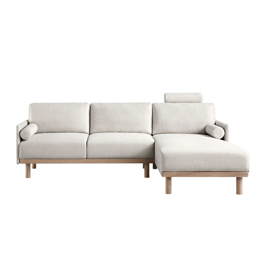 Timber Oatmeal Fabric Sofa, Large 3-Seater Chaise Sofa Right Hand | daals