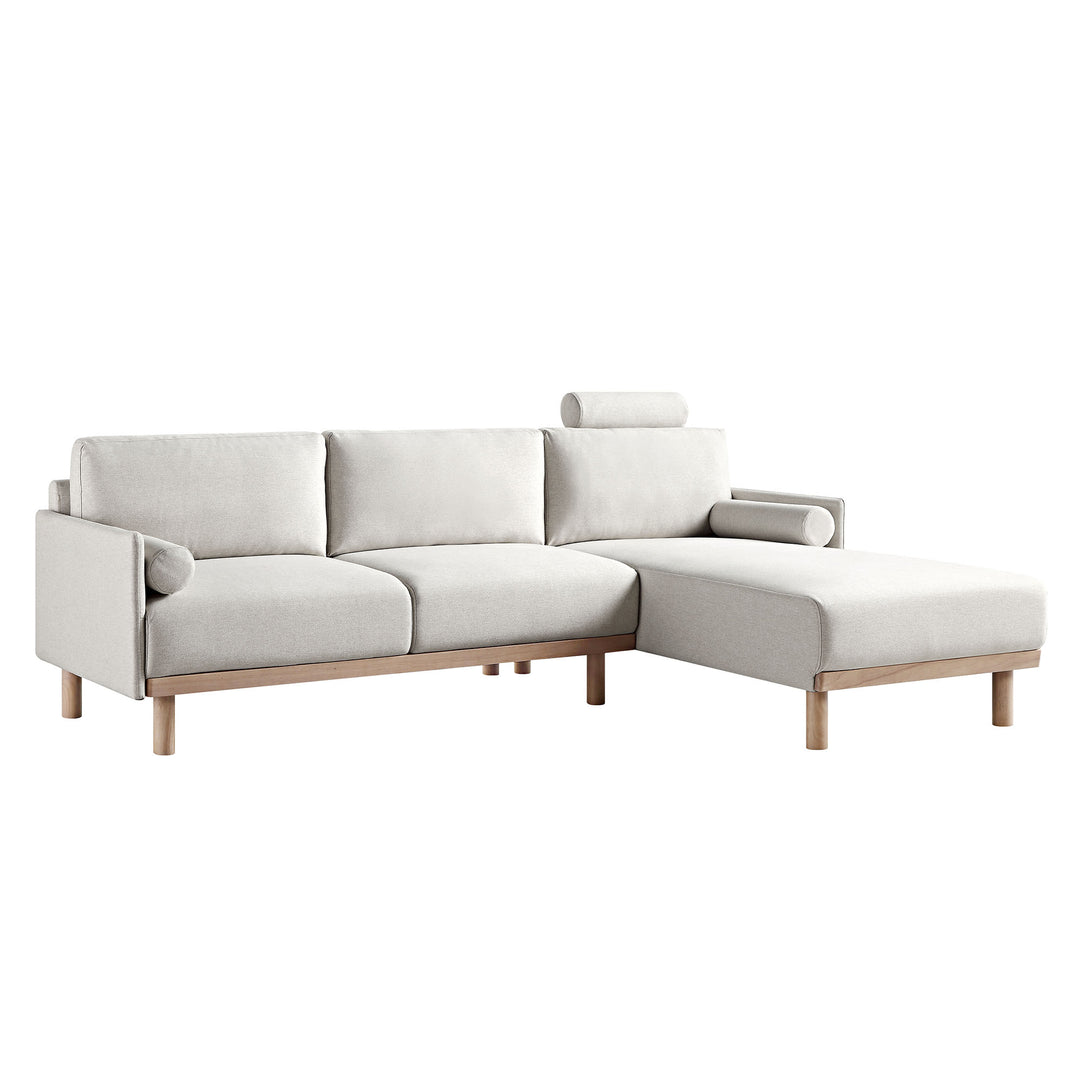 Timber Oatmeal Fabric Sofa, Large 3-Seater Chaise Sofa Right Hand | daals