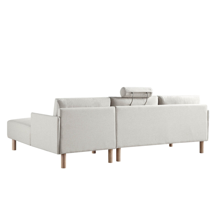 Timber Oatmeal Fabric Sofa, Large 3-Seater Chaise Sofa Right Hand | daals