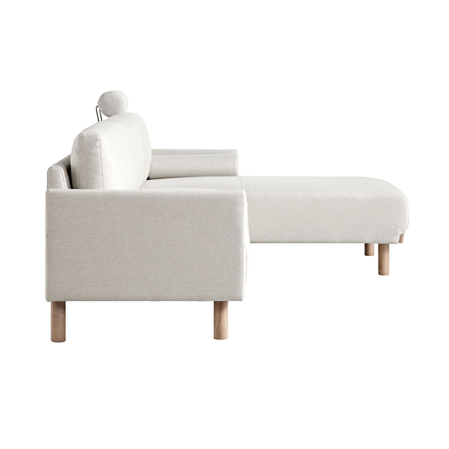 Timber Oatmeal Fabric Sofa, Large 3-Seater Chaise Sofa Right Hand | daals