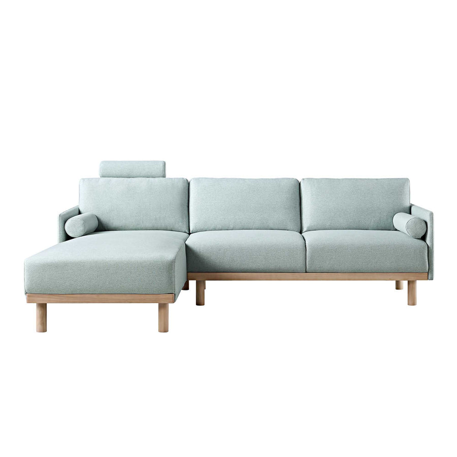 Timber Sage Green Fabric Sofa, Large 3-Seater Chaise Sofa Left Hand | daals