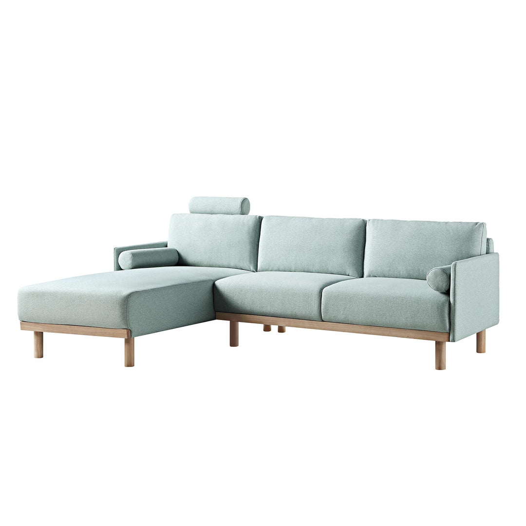 Timber Sage Green Fabric Sofa, Large 3-Seater Chaise Sofa Left Hand Fa ...