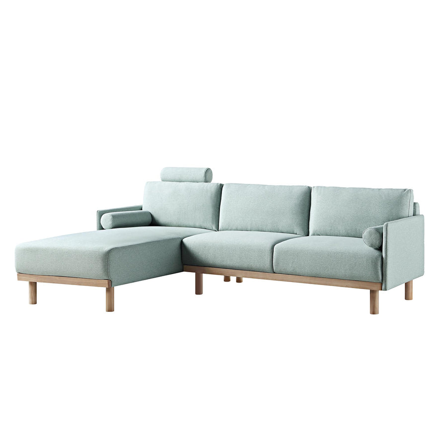 Timber Sage Green Fabric Sofa, Large 3-Seater Chaise Sofa Left Hand Fa ...